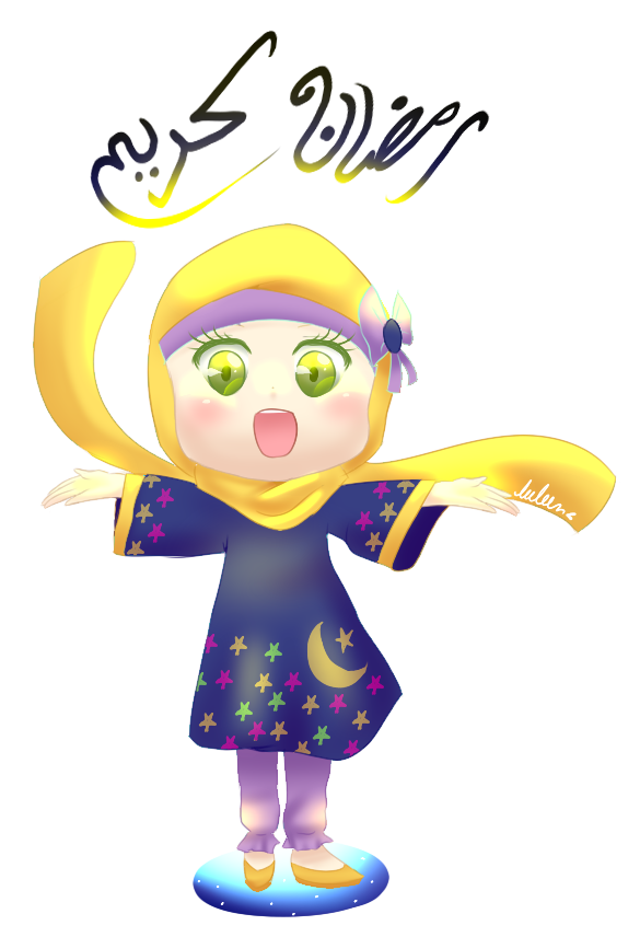 Ramadan Kareem With Little Girl Drawing PNG Transparent Background ...